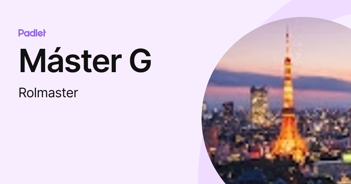 Máster G (Rolmaster) profile | Padlet