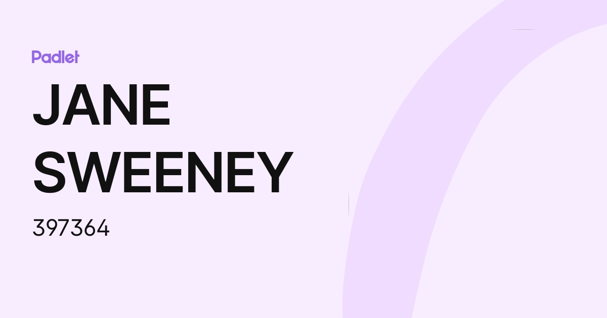 JANE SWEENEY (397364) profile | Padlet