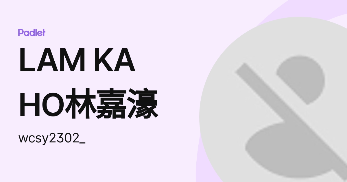 LAM KA HO林嘉濠 (wcsy2302_) profile | Padlet
