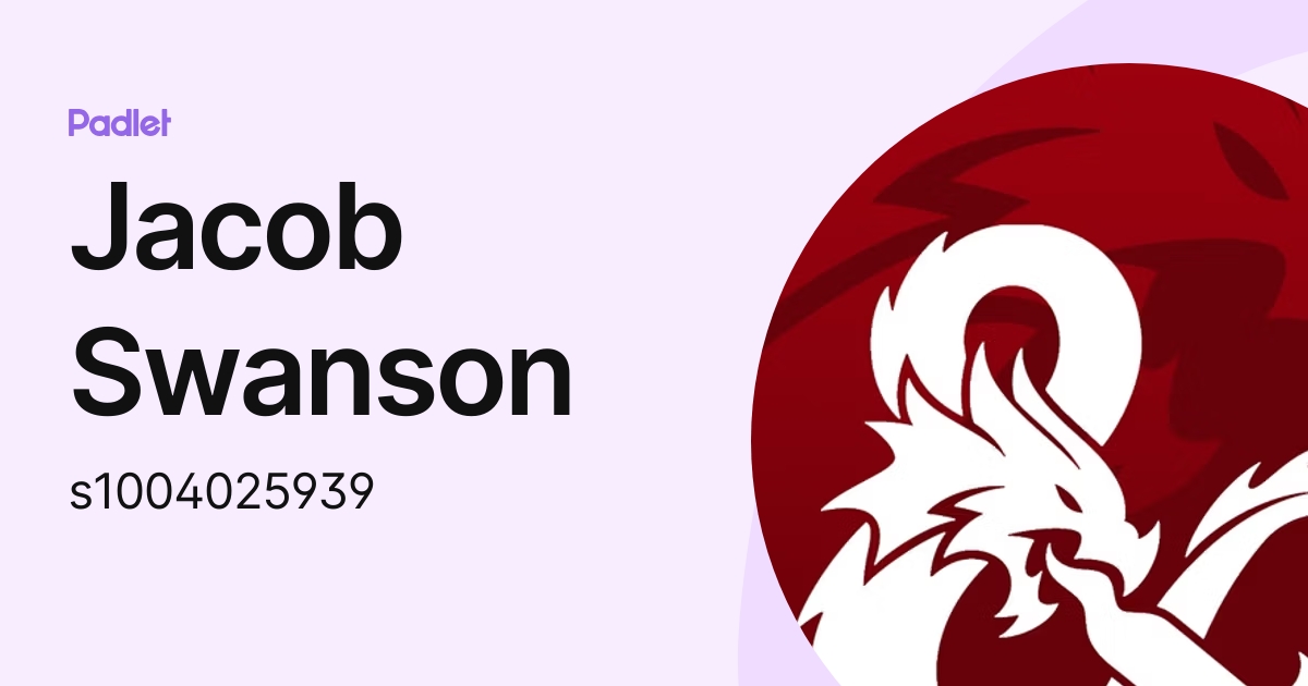 Jacob Swanson (s1004025939) profile | Padlet
