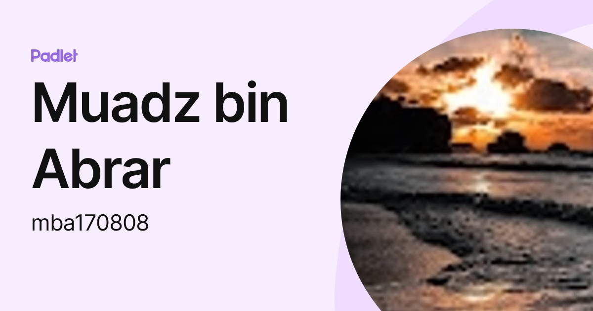 Muadz bin Abrar (mba170808) profile | Padlet