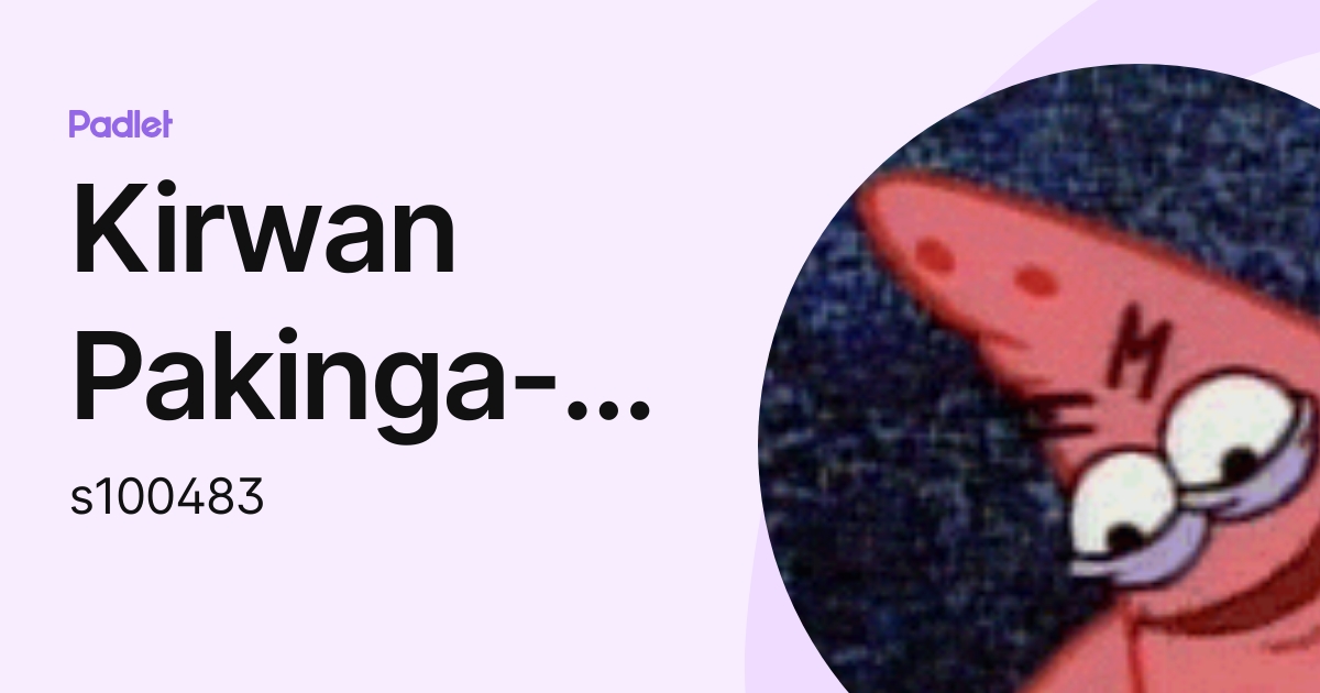 Kirwan Pakinga-England (s100483) profile | Padlet