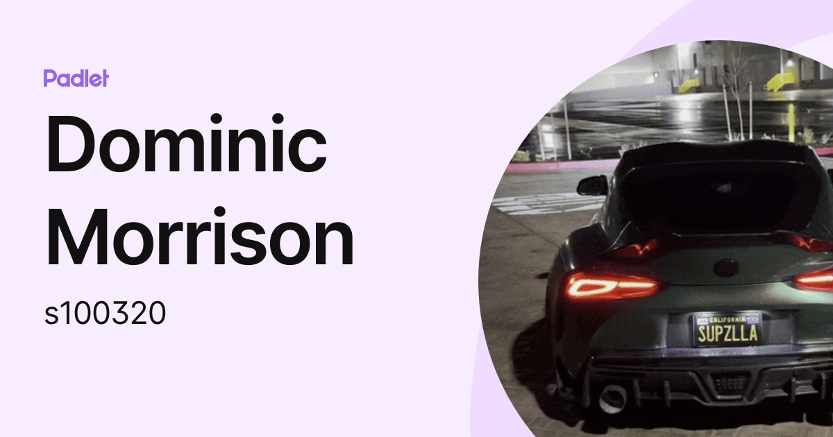 Dominic Morrison (s100320) profile | Padlet