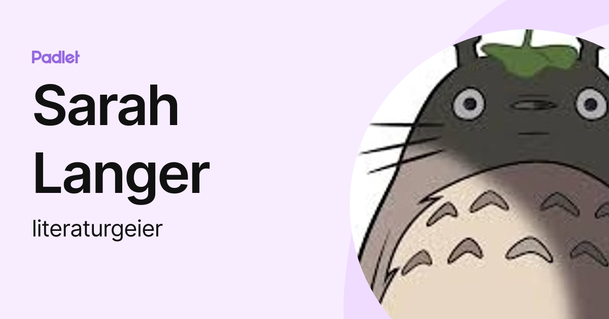 Sarah Langer (literaturgeier) profile | Padlet