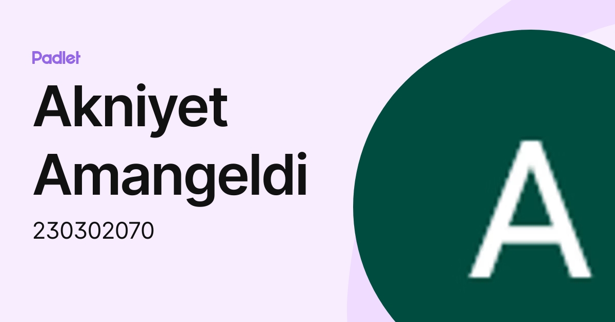 Akniyet Amangeldi (230302070) profile | Padlet