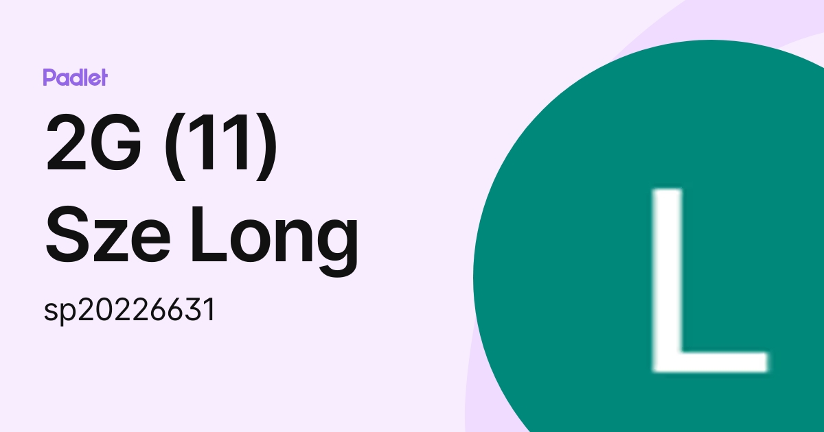 2G (11) Sze Long (sp20226631) profile | Padlet