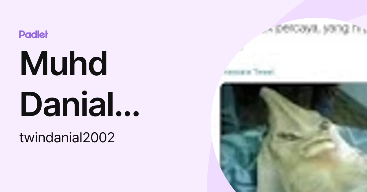 Muhd Danial Rafi'e (twindanial2002) profile | Padlet