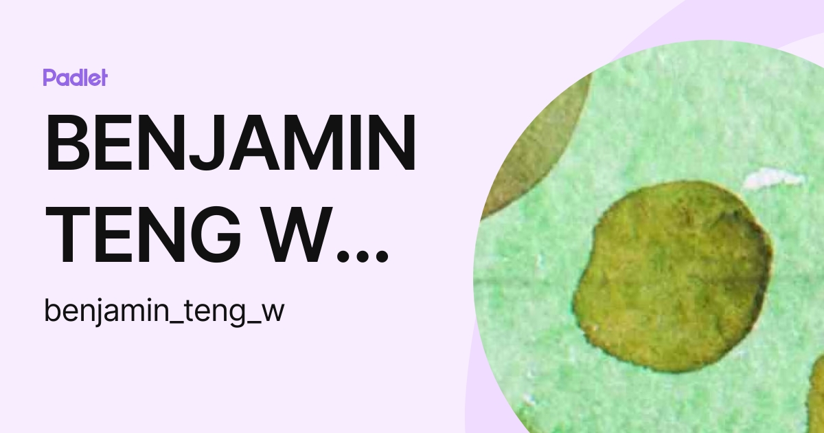 BENJAMIN TENG WEI Hao (benjamin_teng_w) profile | Padlet