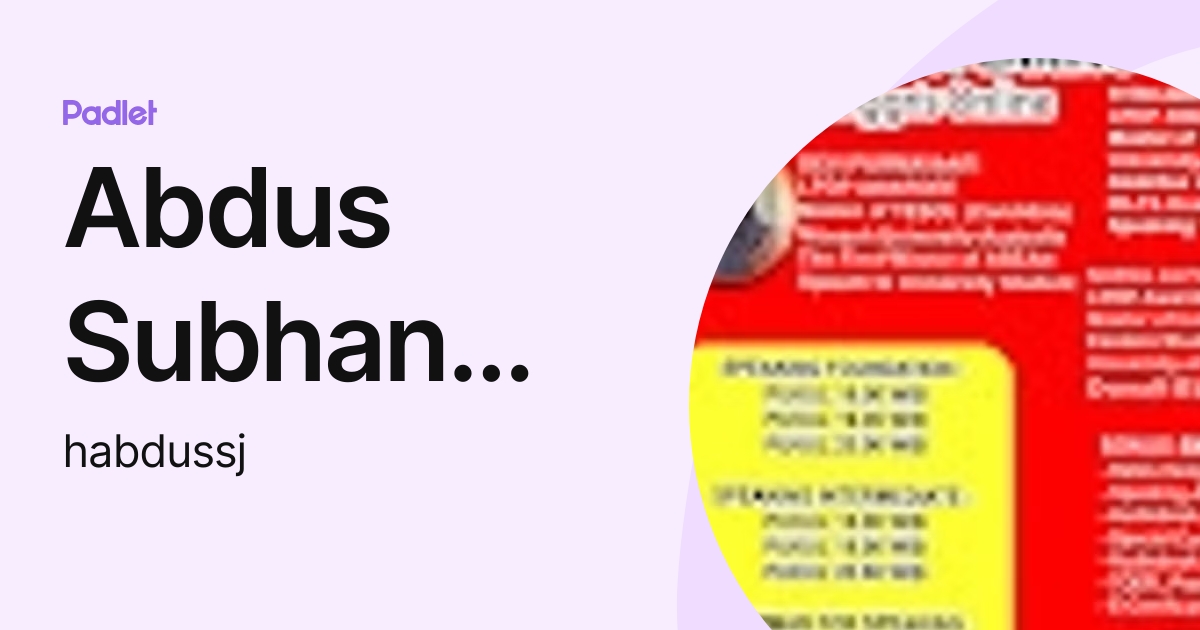 Abdus Subhan Jayani (habdussj) profile | Padlet