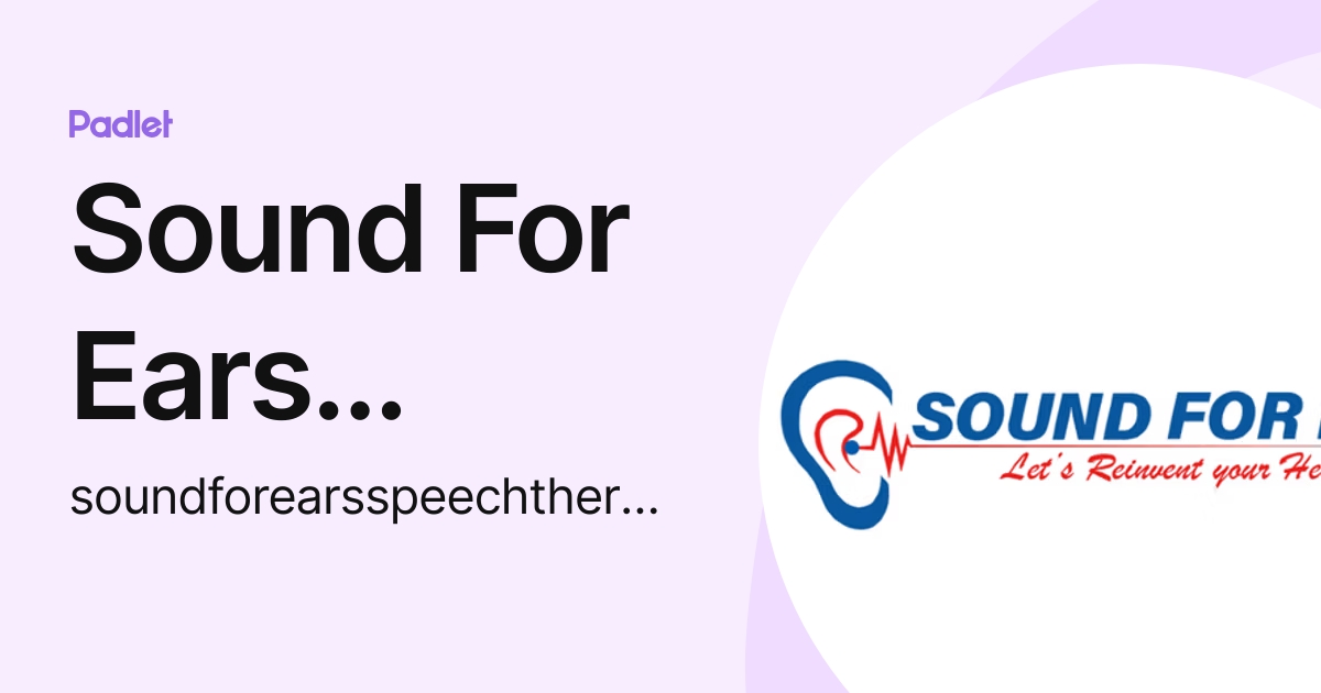Sound For Ears Speech Therapy And Hearing Aid Clinic ...