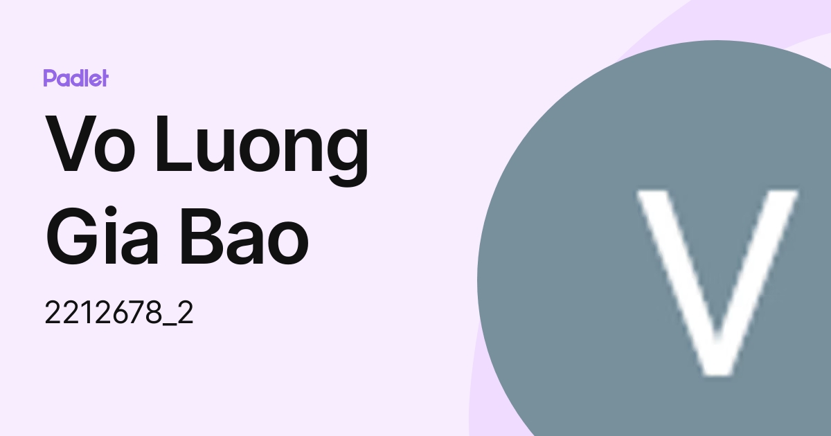 Vo Luong Gia Bao (2212678_2) profile | Padlet