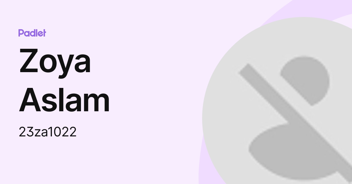 Zoya Aslam (23za1022) profile | Padlet