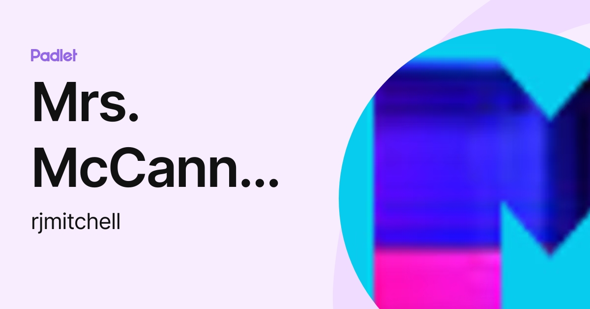 Mrs. McCann-Mitchell (rjmitchell) profile | Padlet