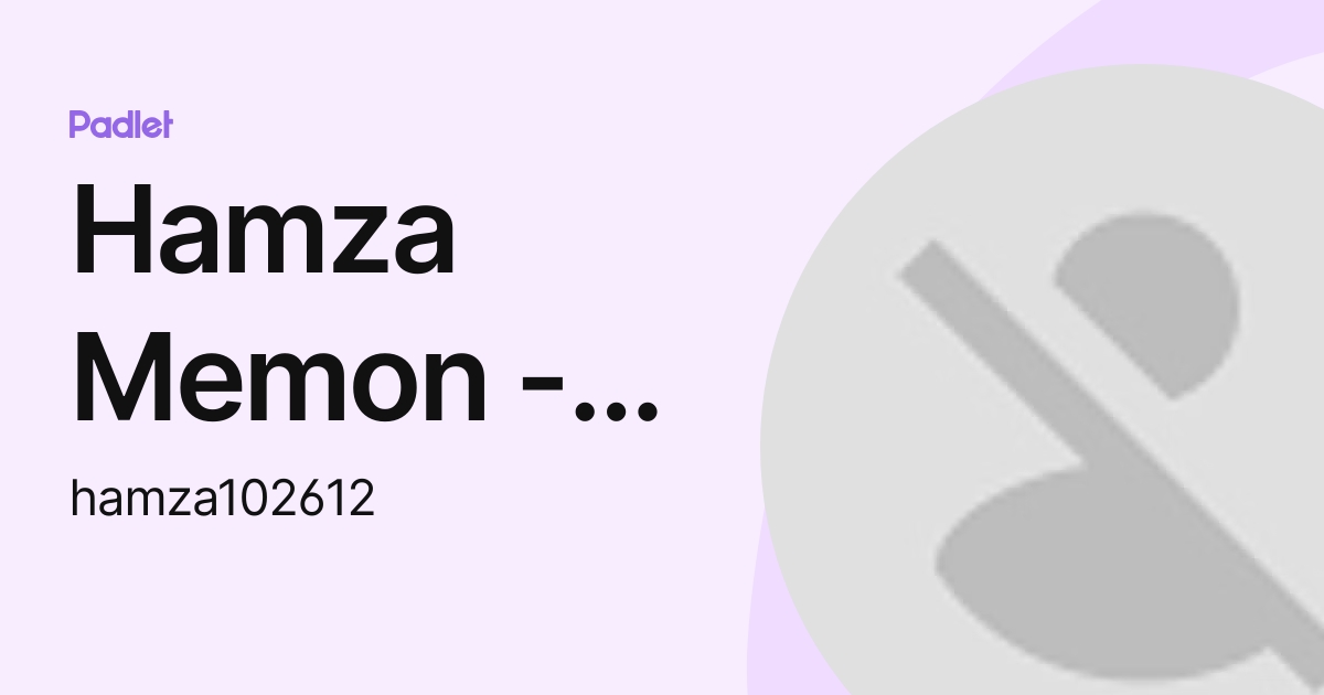 Hamza Memon - 102612/TCHR/BLSC (hamza102612) profile | Padlet