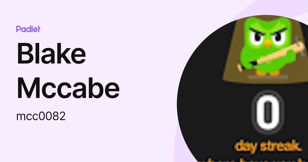 Blake Mccabe (mcc0082) profile | Padlet