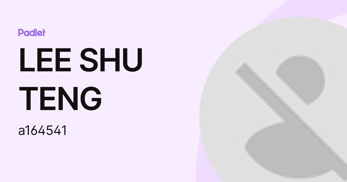 LEE SHU TENG (a164541) profile | Padlet