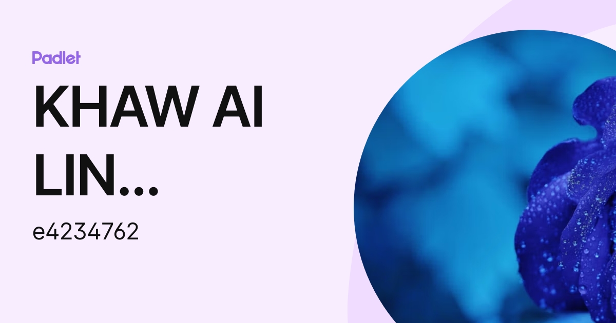 KHAW AI LIN (Student) (e4234762) profile | Padlet