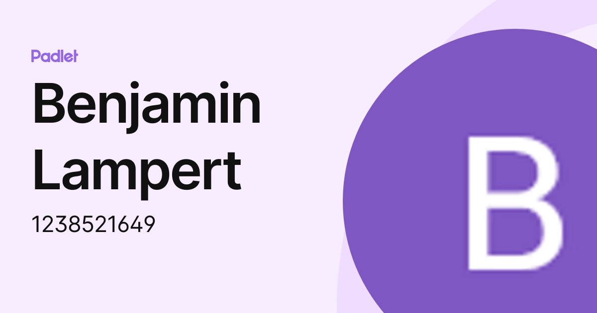 Benjamin Lampert (1238521649) profile | Padlet