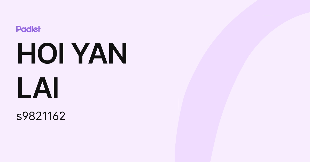 HOI YAN LAI (s9821162) profile | Padlet