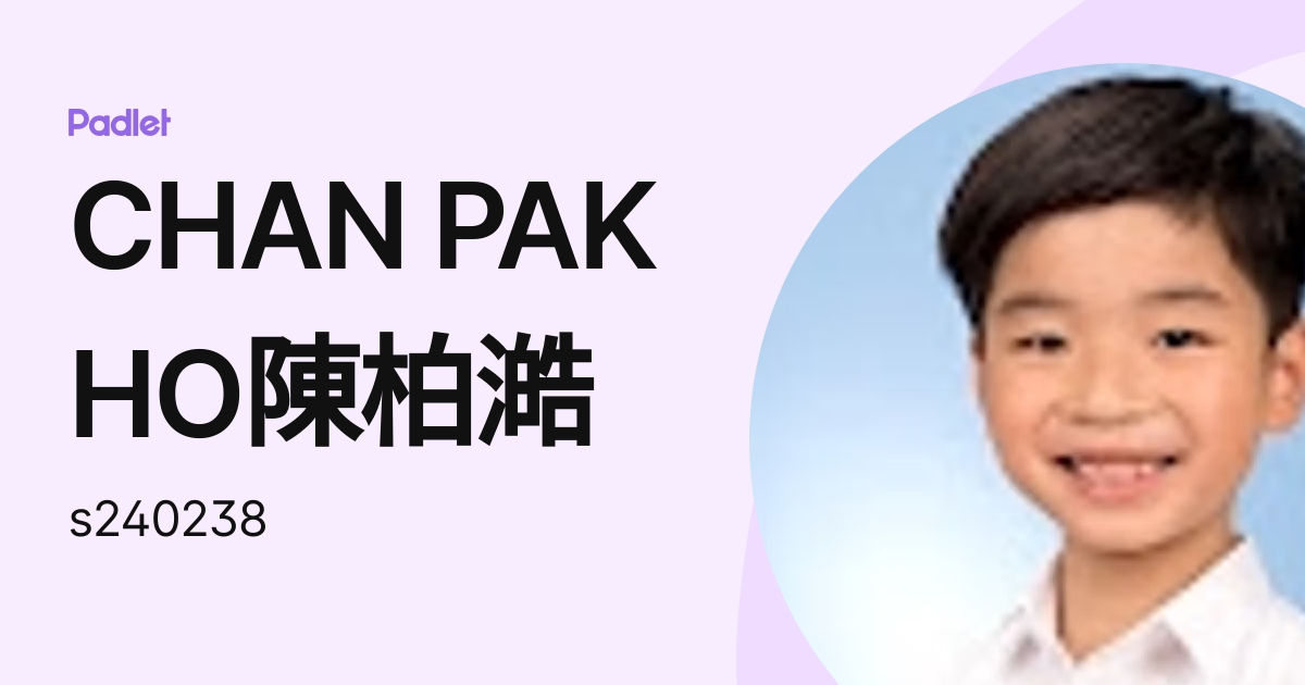 CHAN PAK HO陳柏澔 (s240238) profile | Padlet