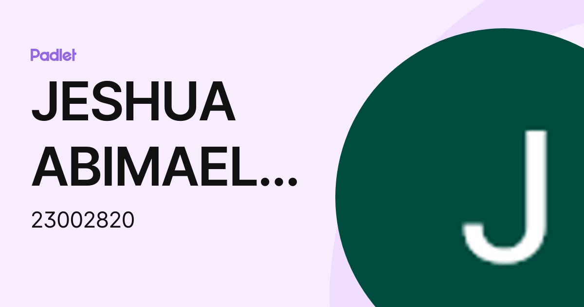 JESHUA ABIMAEL JIMENEZ VARGAS (23002820) profile | Padlet