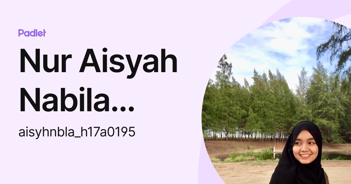 Nur Aisyah Nabila Binti Darwis H17A0195 (aisyhnbla_h17a0195) profile | Padlet
