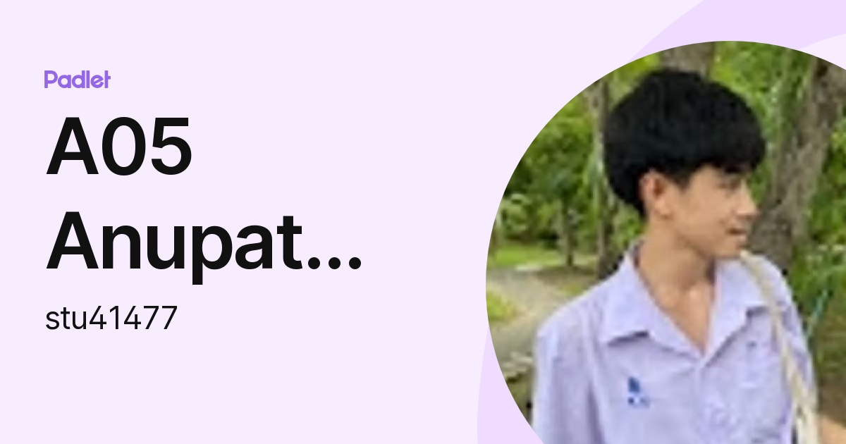 A05 Anupat Luangthep (stu41477) profile | Padlet