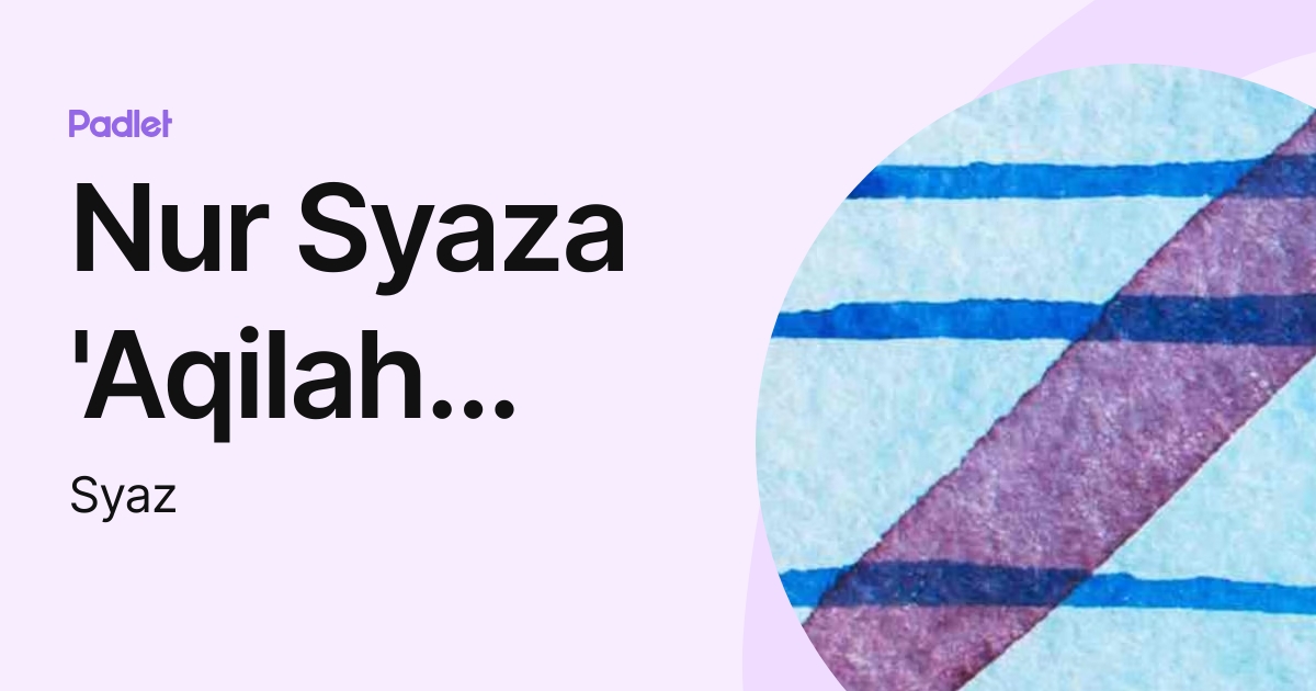 Nur Syaza 'Aqilah Binte Rosnizam (Syaz) profile | Padlet