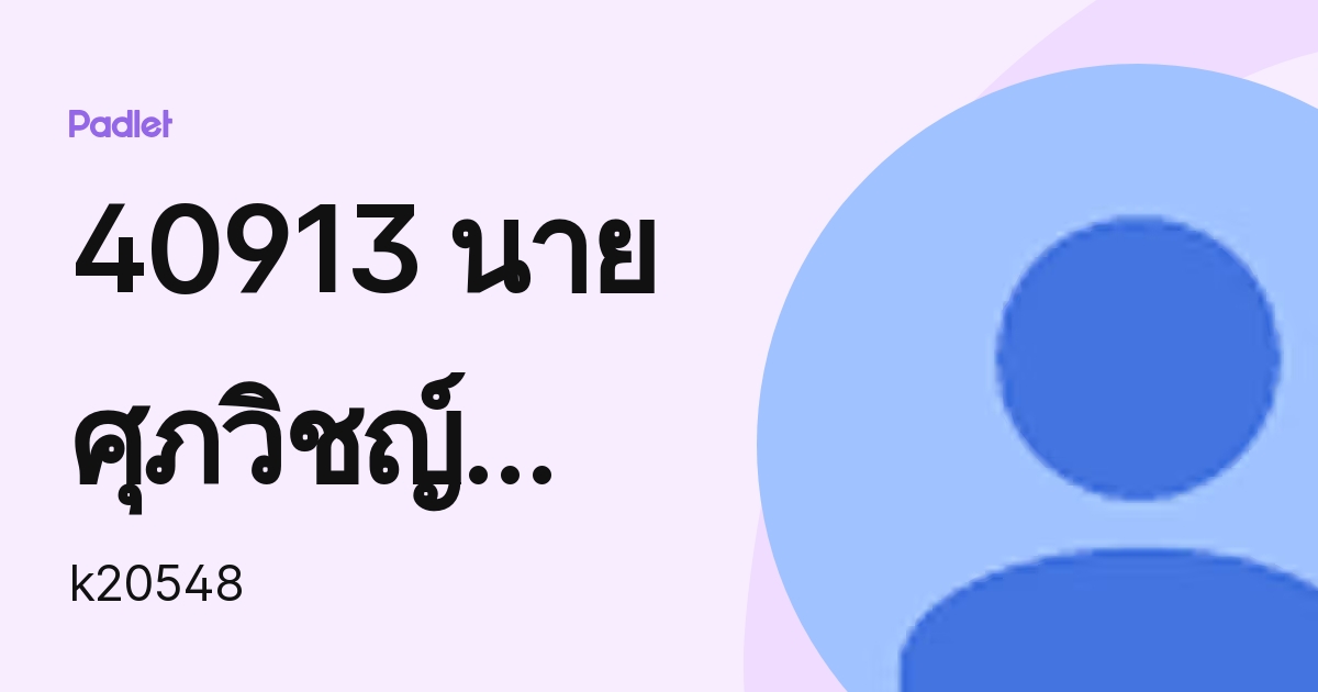 40913 นายศุภวิชญ์ นาคเปรม (k20548) profile | Padlet