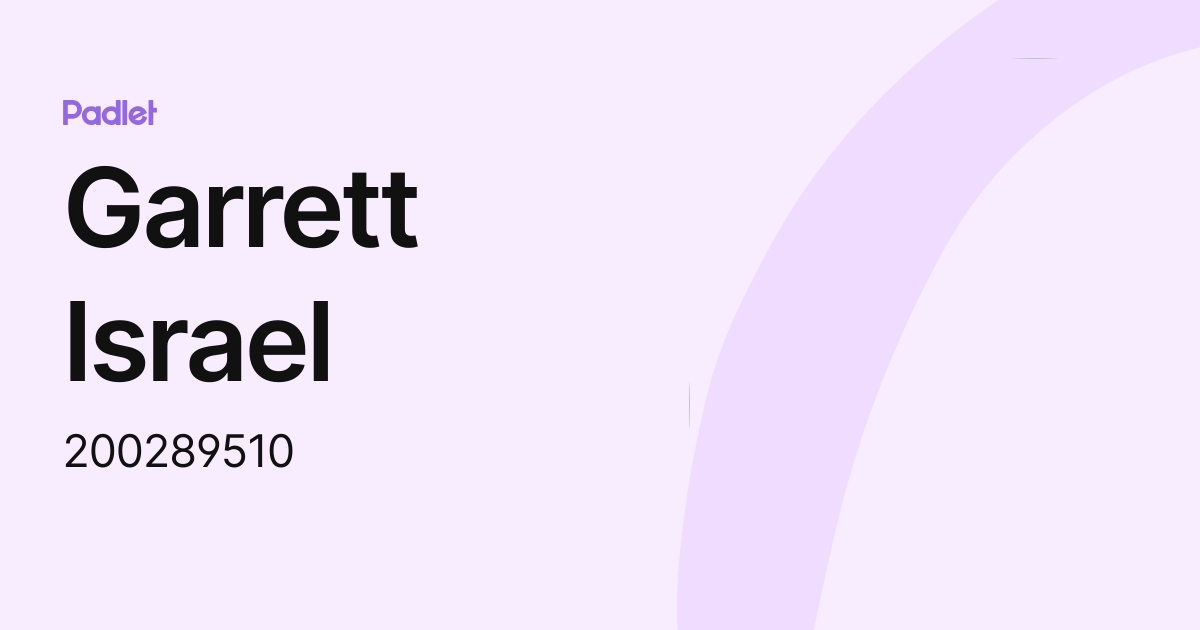 Garrett Israel (200289510) profile | Padlet