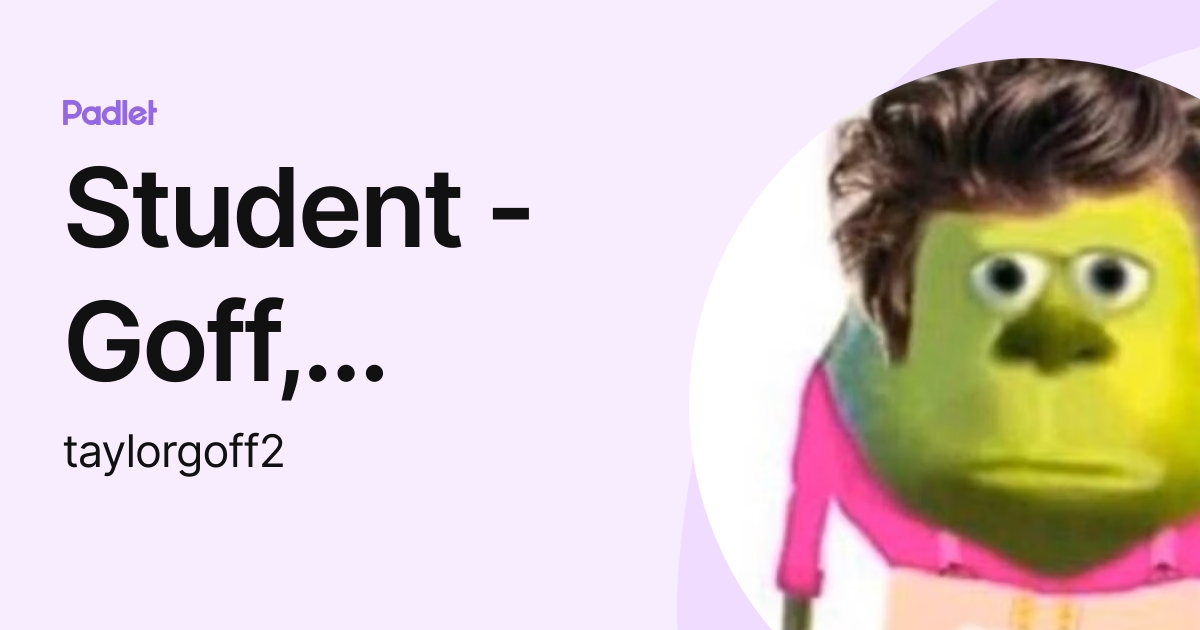Student - Goff, Taylor D. (taylorgoff) profile | Padlet