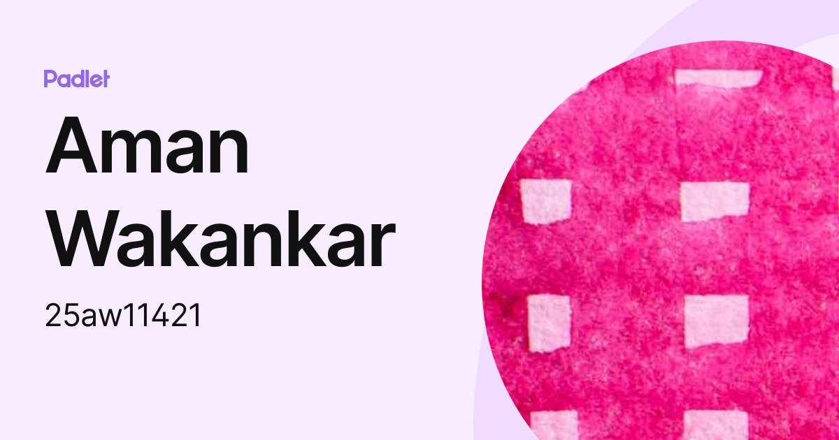Aman Wakankar (25aw11421) profile | Padlet