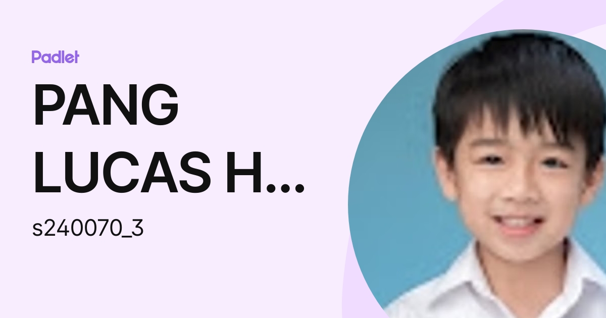 PANG LUCAS HO TIN彭皓天 (s240070_3) profile | Padlet