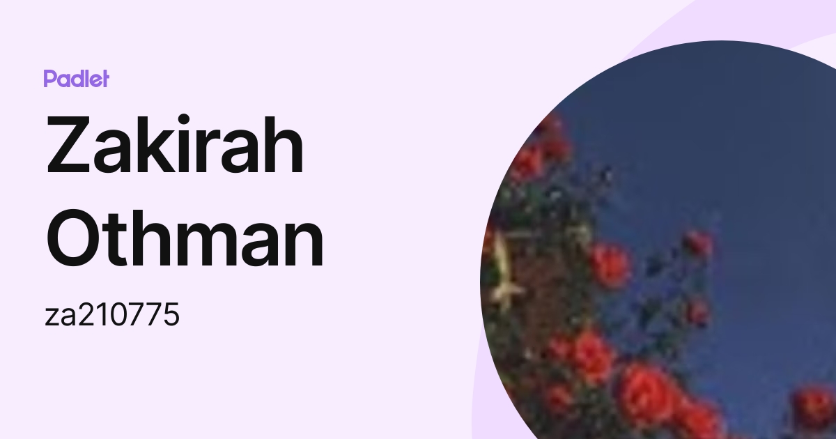 Zakirah Othman (za210775) profile | Padlet