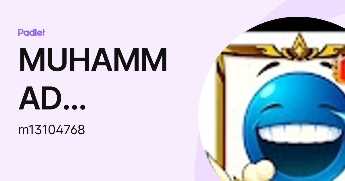 MUHAMMAD FAYYADH ARYAN BIN FADZILAH Moe (m13104768) profile | Padlet