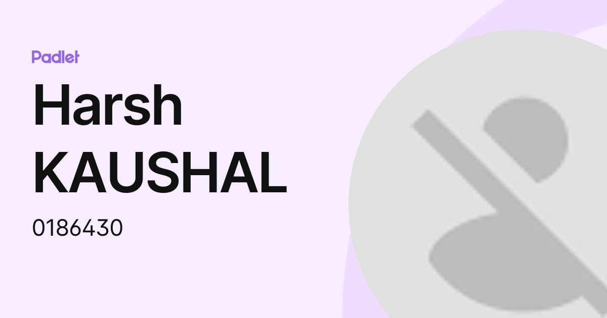 Harsh KAUSHAL (0186430) profile | Padlet