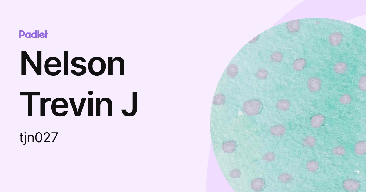 Nelson Trevin J (tjn027) profile | Padlet