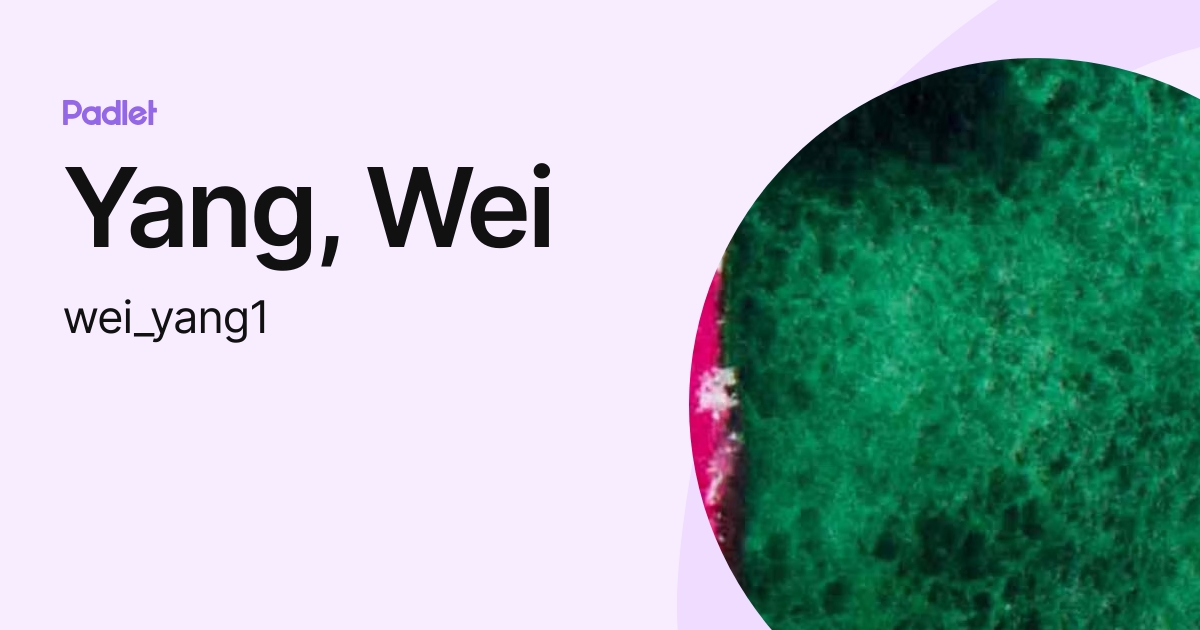 Yang, Wei (wei_yang1) profile | Padlet