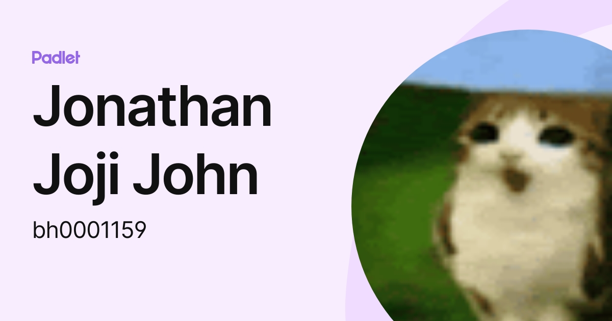 Jonathan Joji John (bh0001159) profile | Padlet