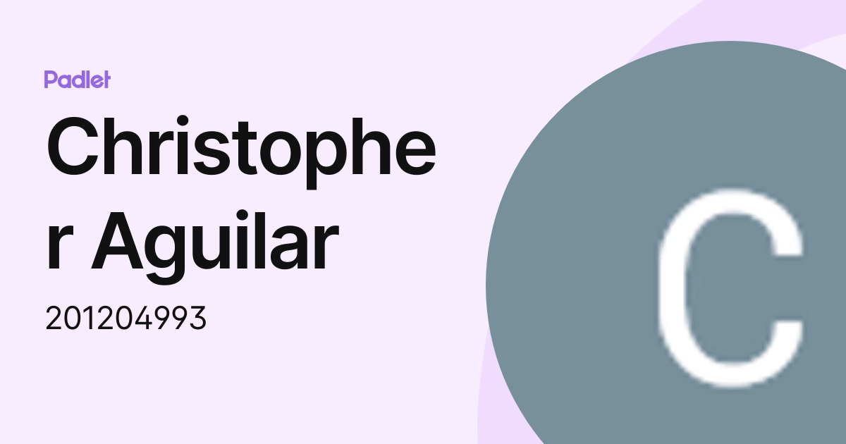 Christopher Aguilar (201204993) profile | Padlet