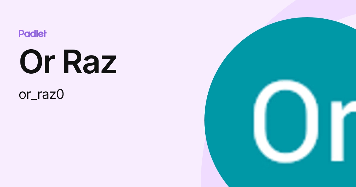 Or Raz (or_raz0) profile | Padlet