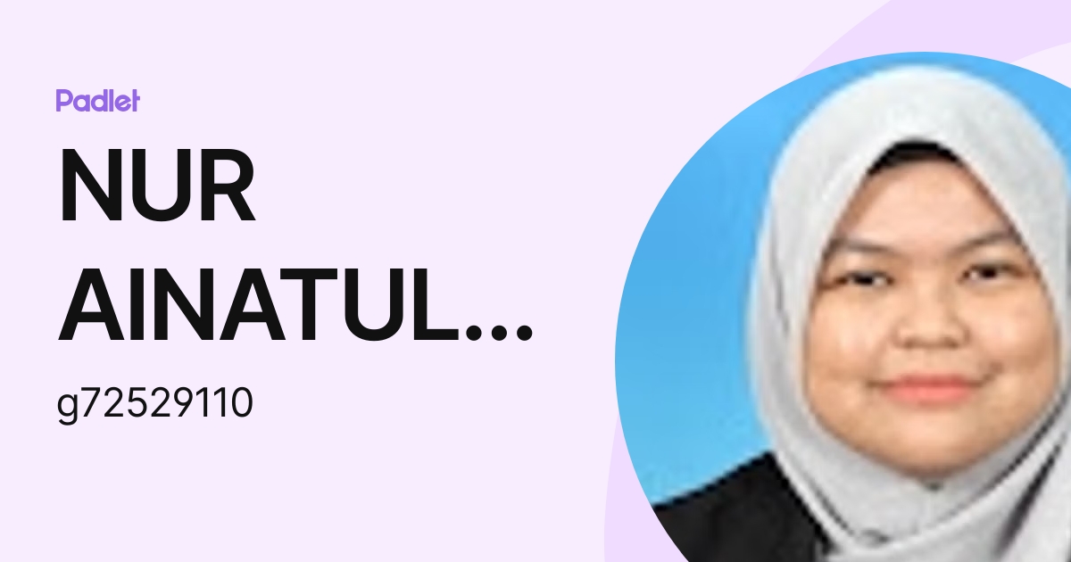 NUR AINATUL AMIRA BINTI MD RIDZUAN KPM-Guru (g72529110) profile | Padlet