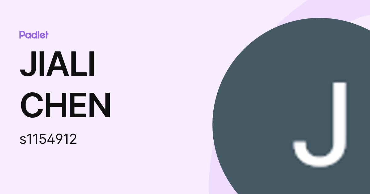 JIALI CHEN (s1154912) profile | Padlet