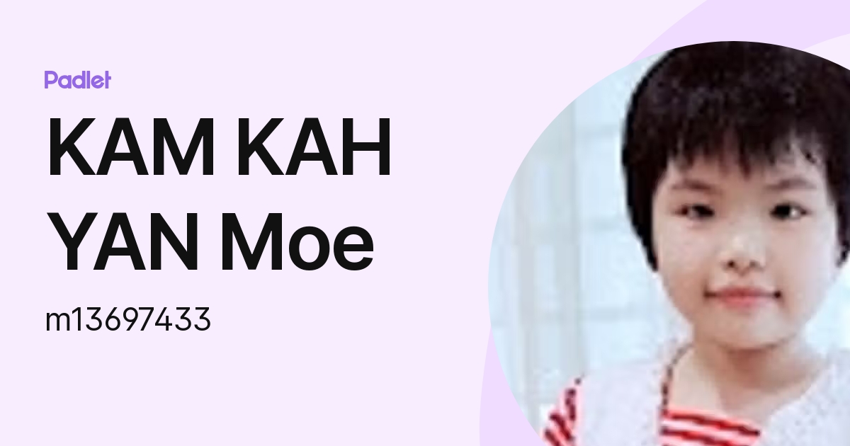 KAM KAH YAN Moe (m13697433) profile | Padlet