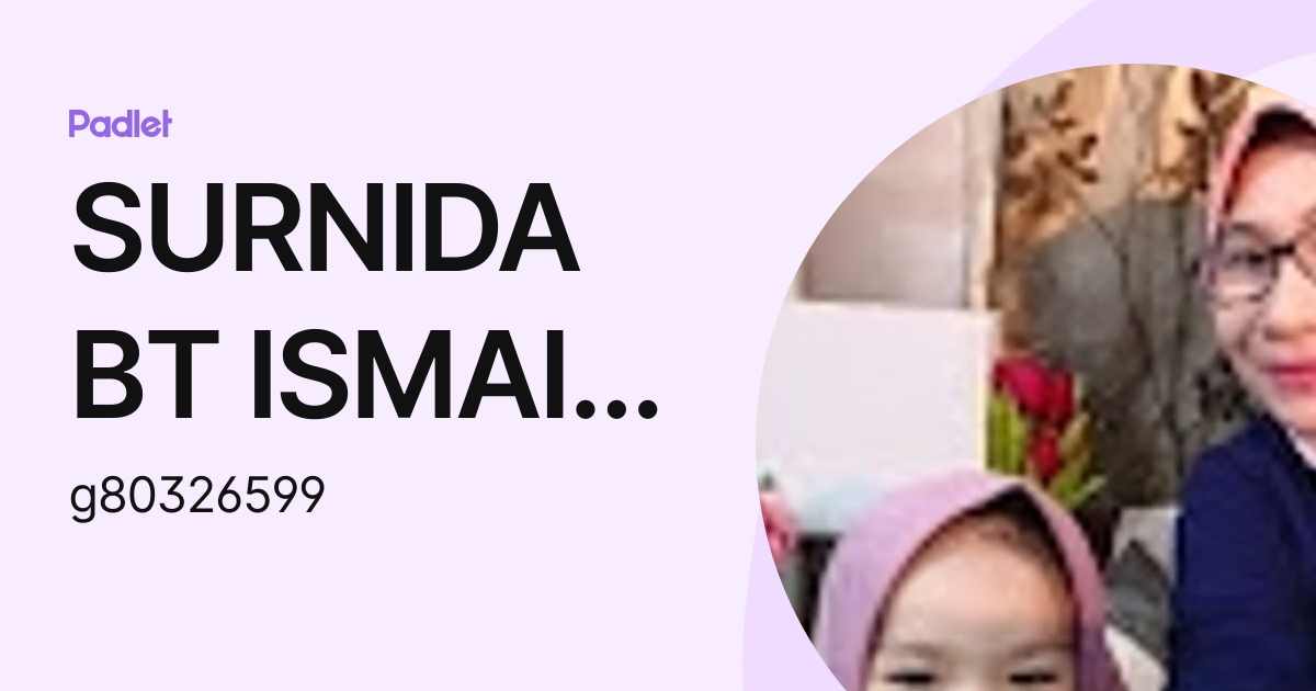 SURNIDA BT ISMAIL @ LAZIM KPM-Guru (g80326599) profile | Padlet