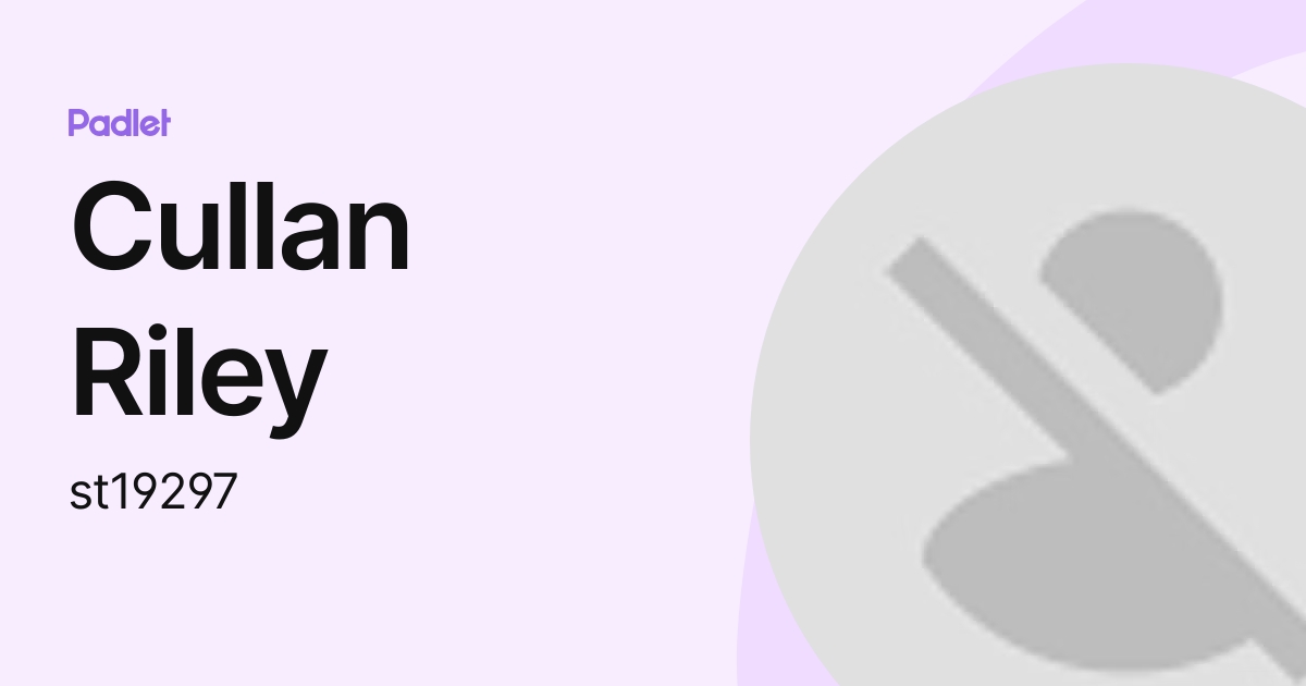 Cullan Riley (st19297) profile | Padlet