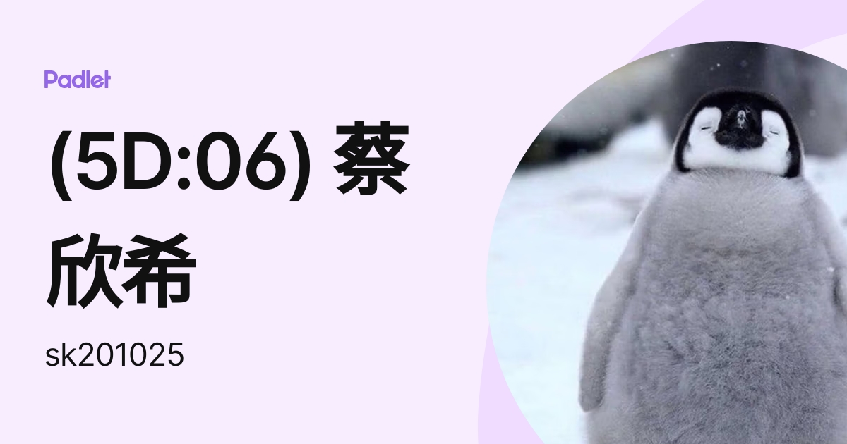 (5D:06) 蔡欣希 (sk201025) profile | Padlet