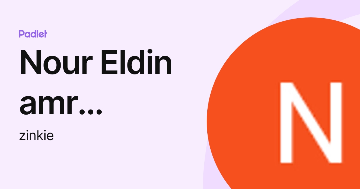 Nour Eldin amr mohamed Abdelkader (zinkie) profile | Padlet