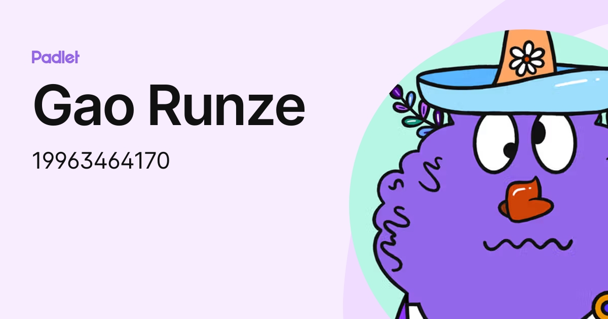 Gao Runze (19963464170) profile | Padlet