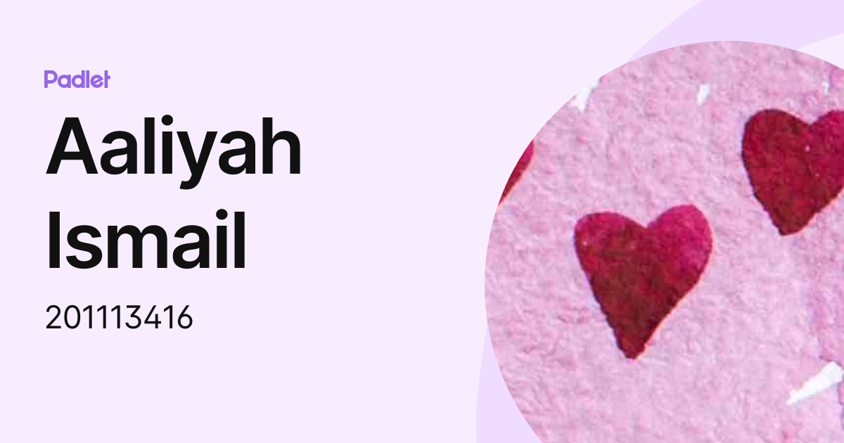 Aaliyah Ismail (201113416) profile | Padlet